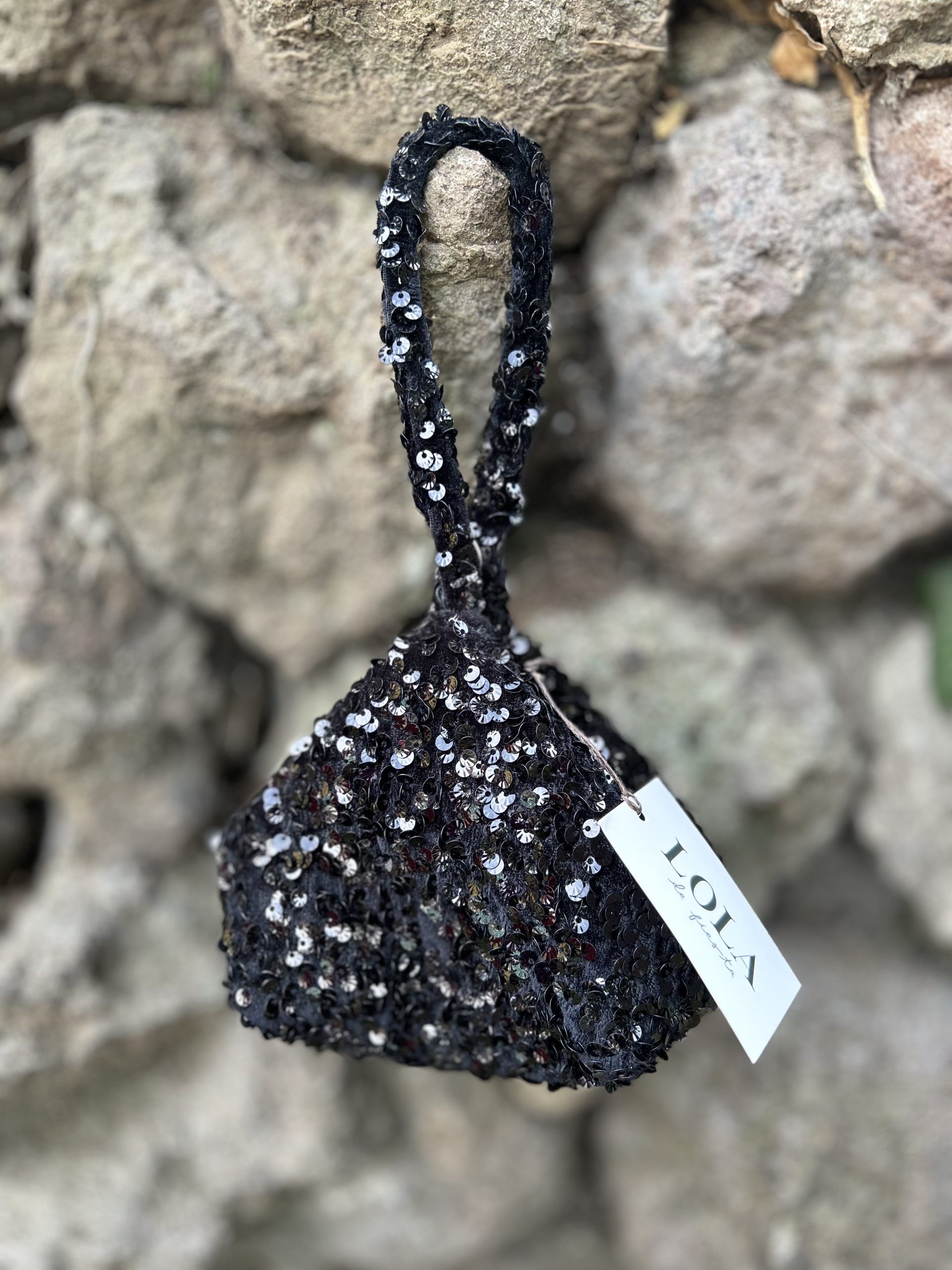 Bolso Triangulo Strass Negro - Lola de Fiesta
